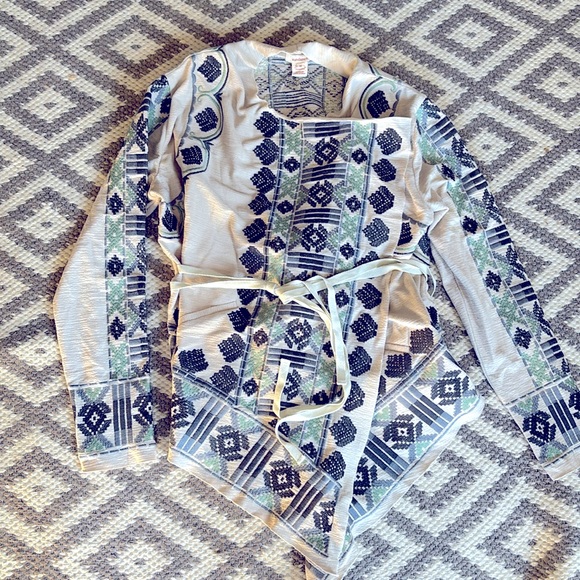 Sundance | Tops | Sundance Embroidered Pattern Jacketsweater Chambray ...